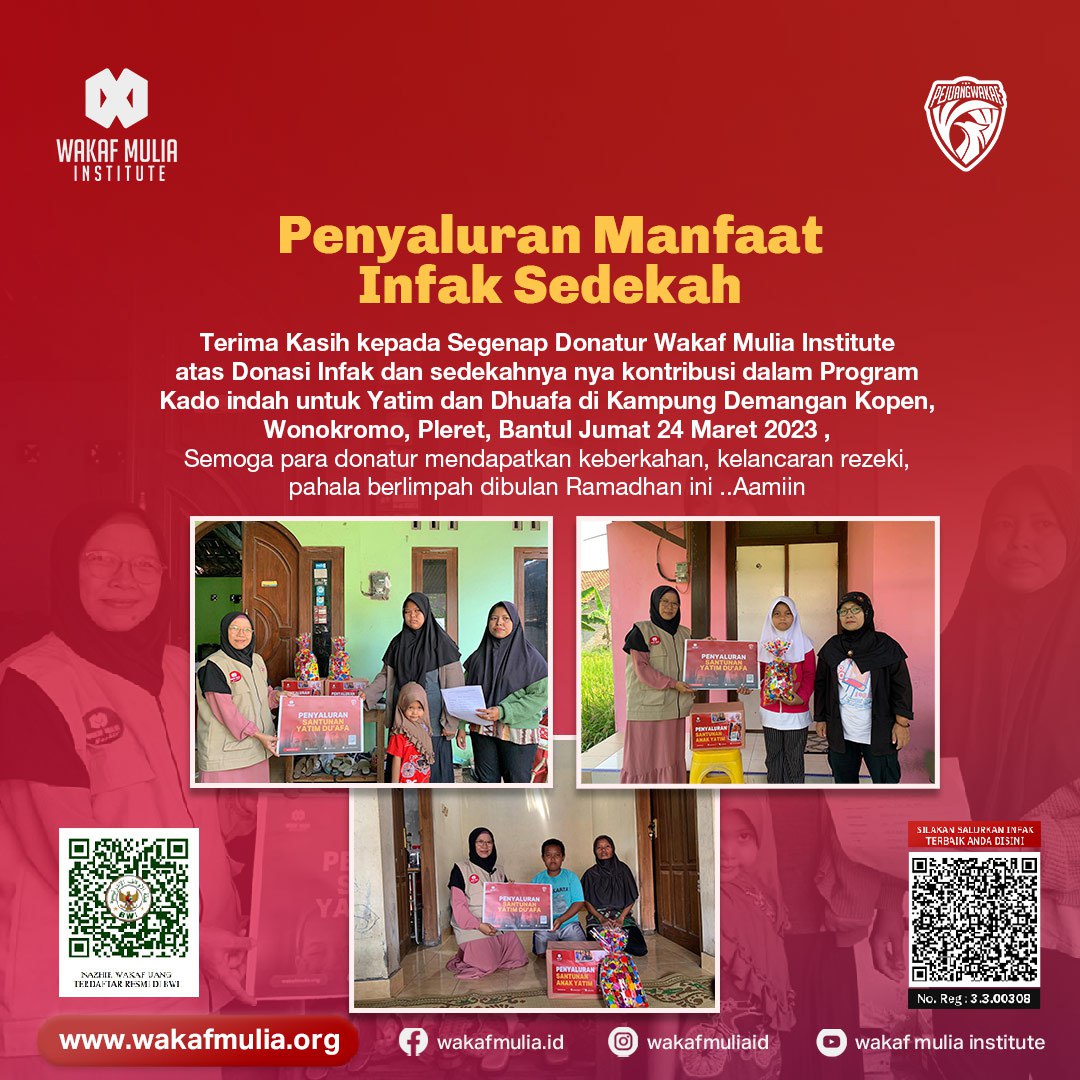 Penyaluran Manfaat Program Kado indah untuk Yatim dan Dhuafa di Kampung demangan kopen ...